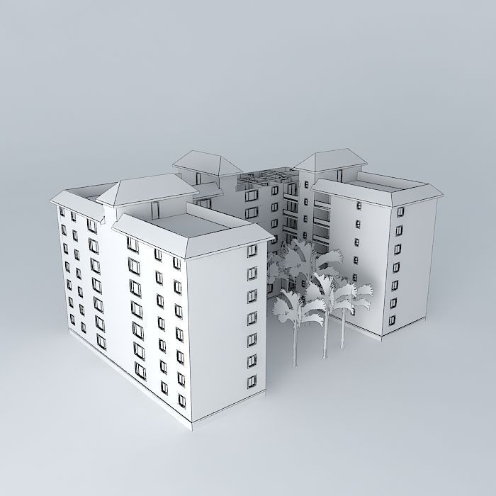 Apartment Complex Building free 3D model | CGTrader