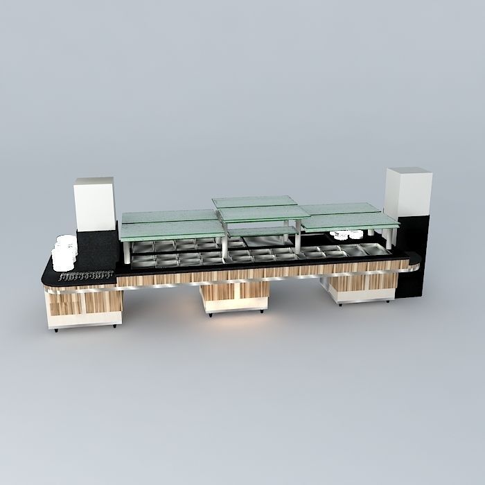 KIt001B restaurant counter with glass top free 3D model | CGTrader
