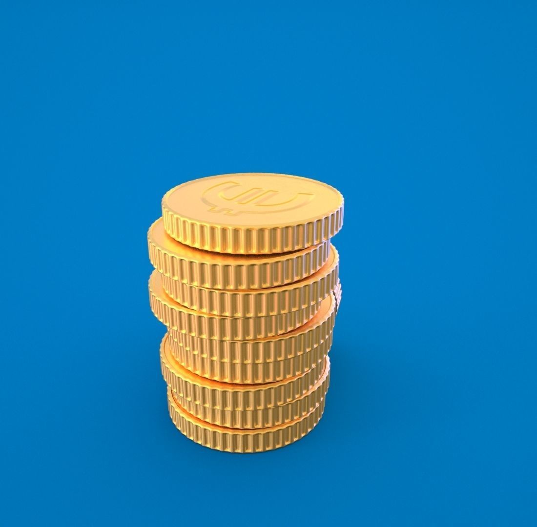 3D model Coin euro both subd mesh and uv with textures VR / AR / low ...