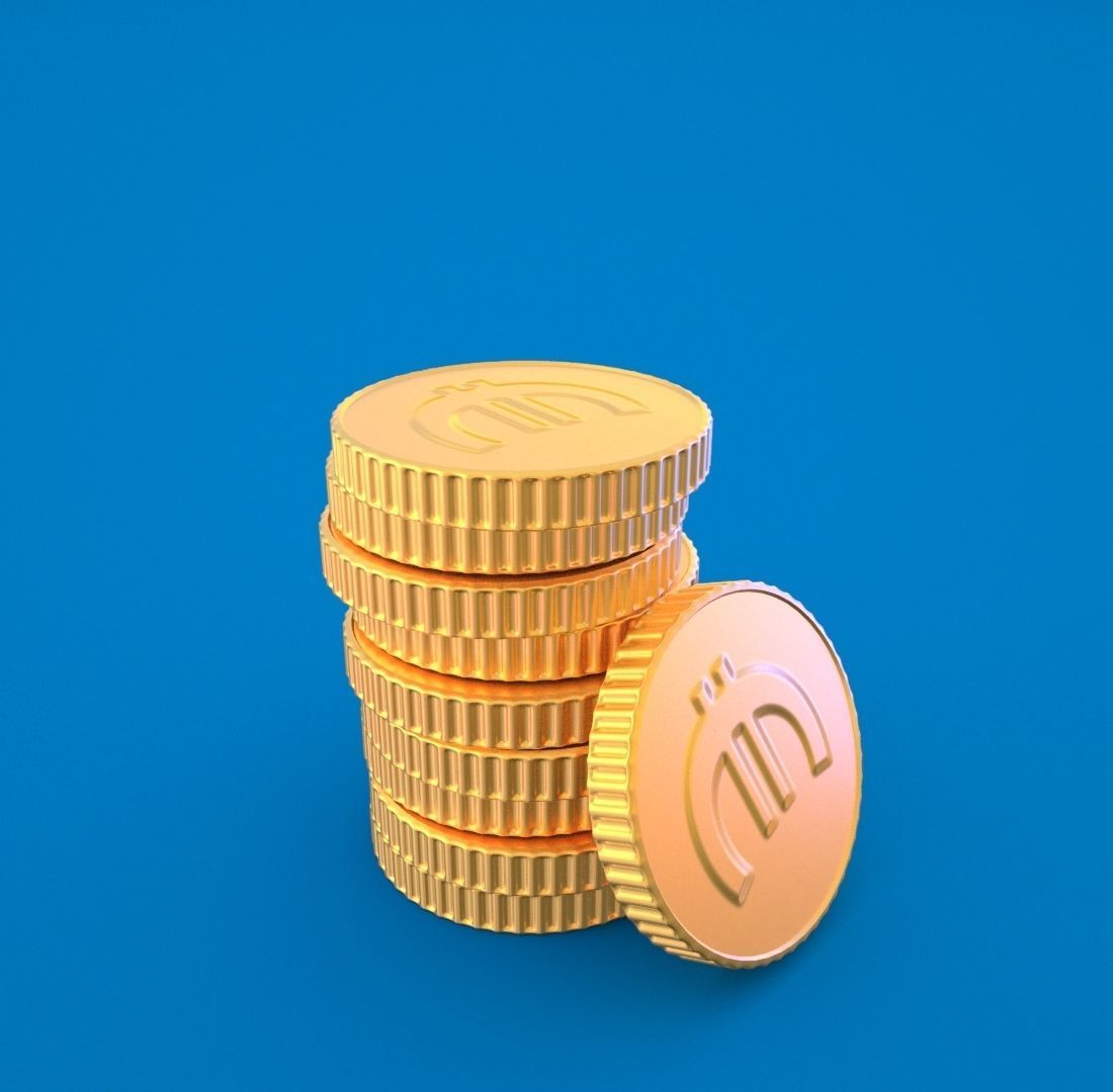 3D model Coin euro both subd mesh and uv with textures VR / AR / low ...