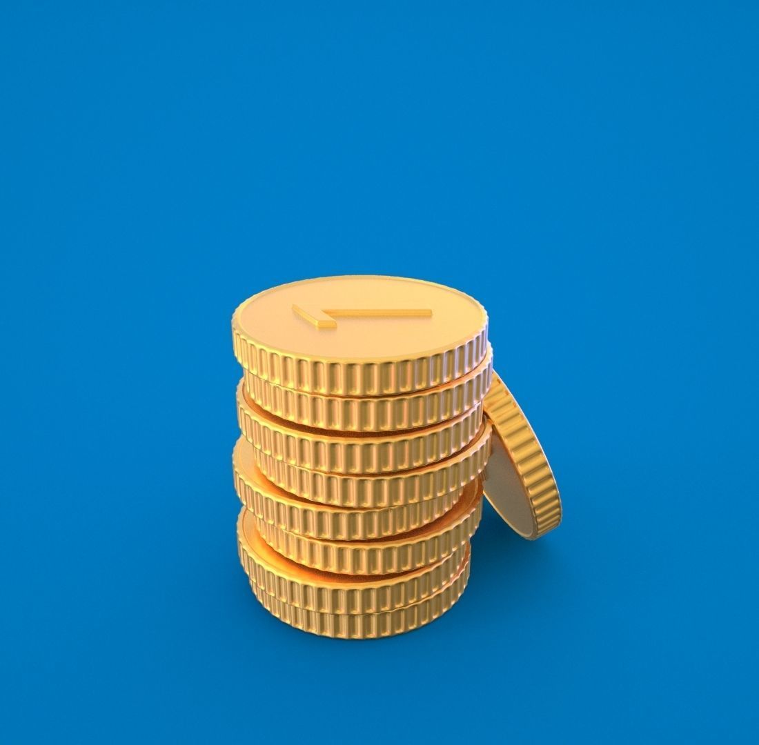 3D model Coin euro both subd mesh and uv with textures VR / AR / low ...