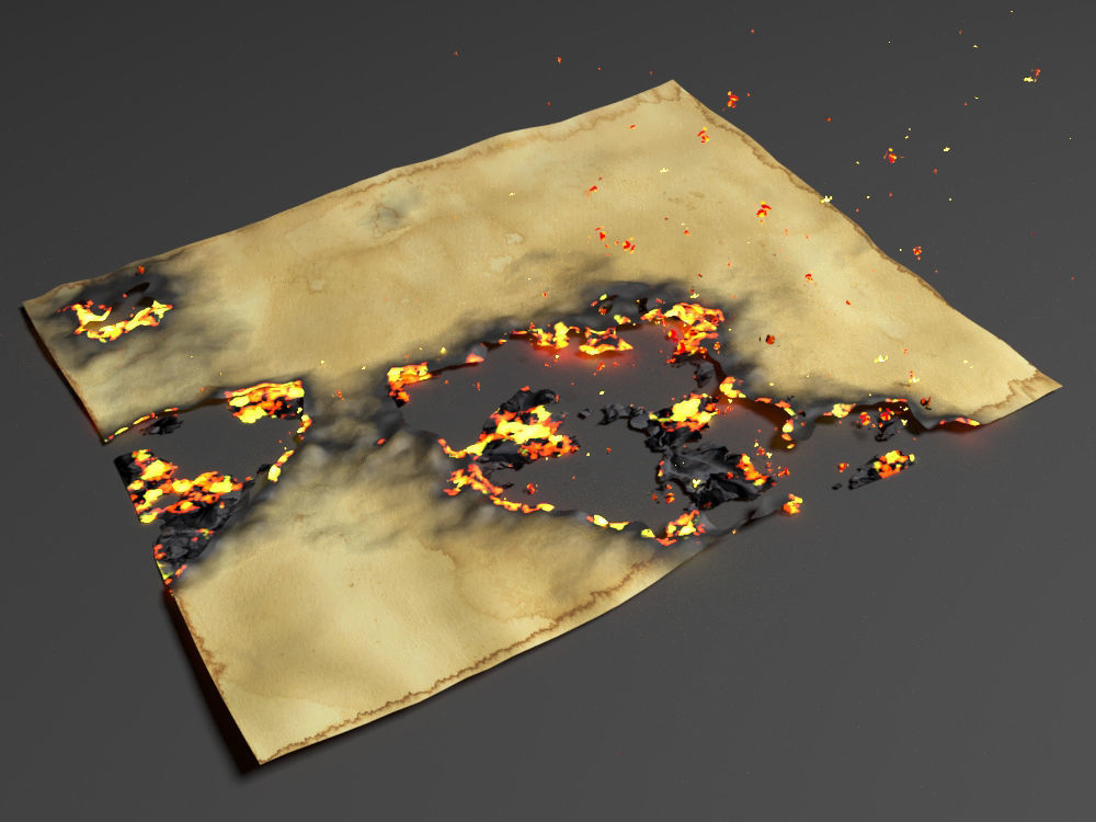 Burning paper Animation 3D model animated | CGTrader