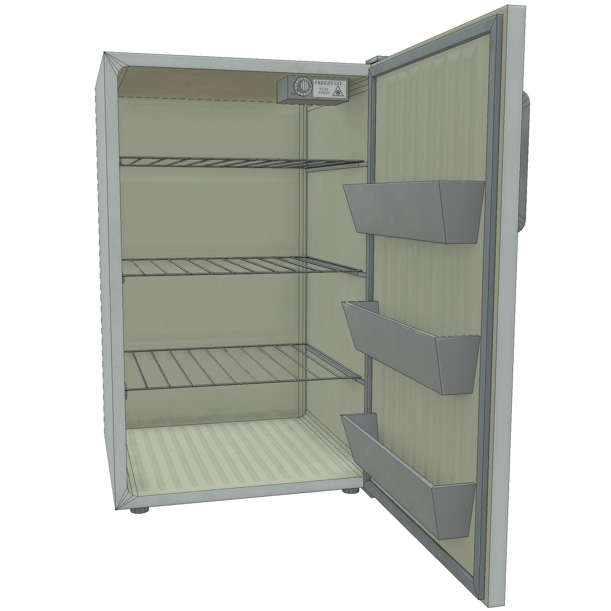 3D model Game-ready Freezy - old vintage fridge - Unity - HDRP - UE4 VR ...