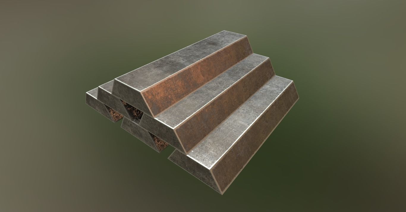 3D model PBR Iron Ingot Stacked and Single VR / AR / low-poly | CGTrader