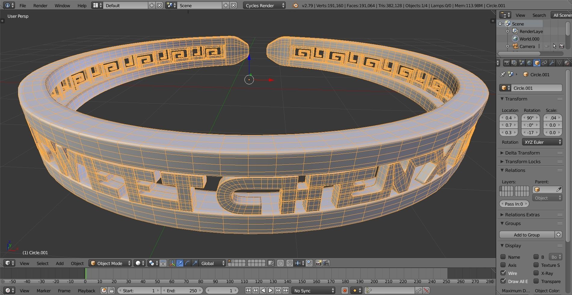 rgd name gold bracelet mk1 3D model | CGTrader