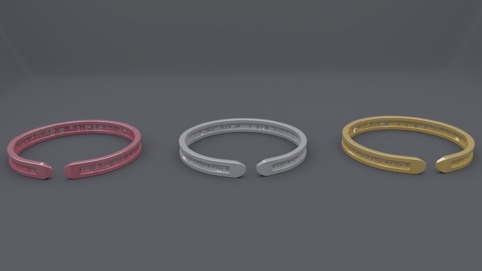 rgd name gold bracelet mk1 3D model | CGTrader