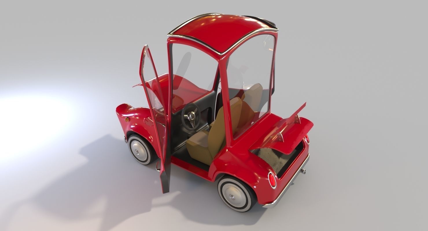 Cartoon car without rig 3D model | CGTrader