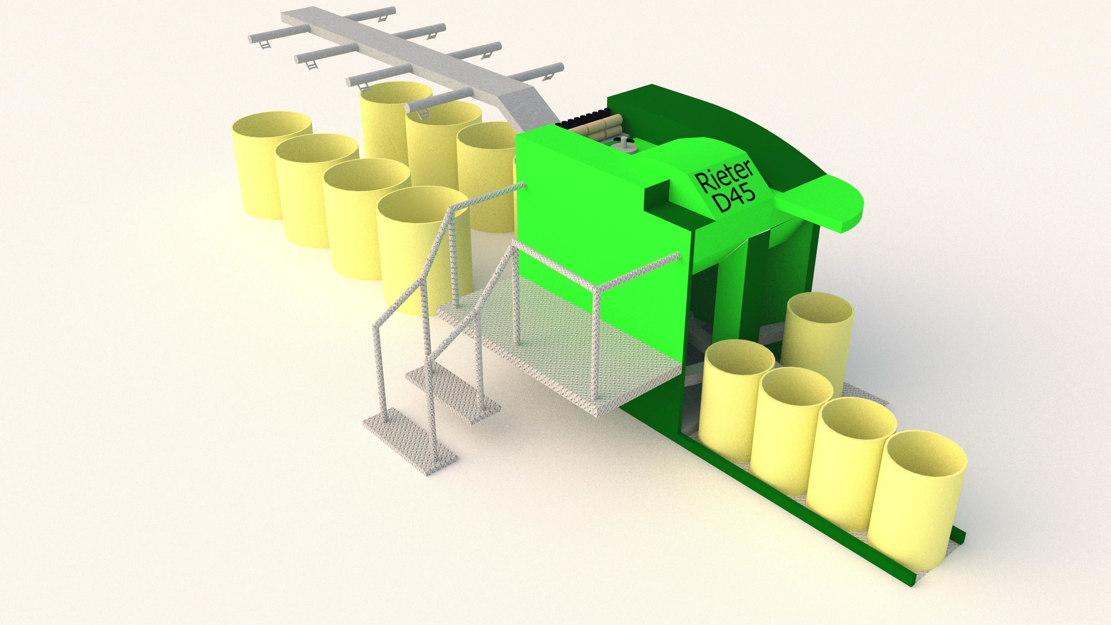 Textile yarn manufacturing industry 3D model | CGTrader