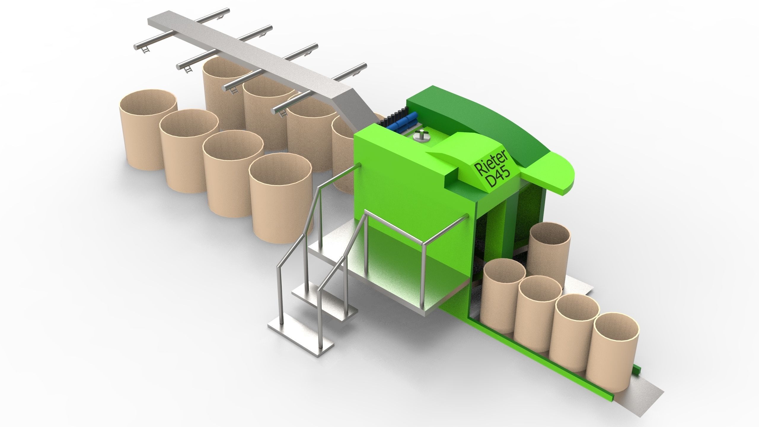 Textile yarn manufacturing industry 3D model | CGTrader