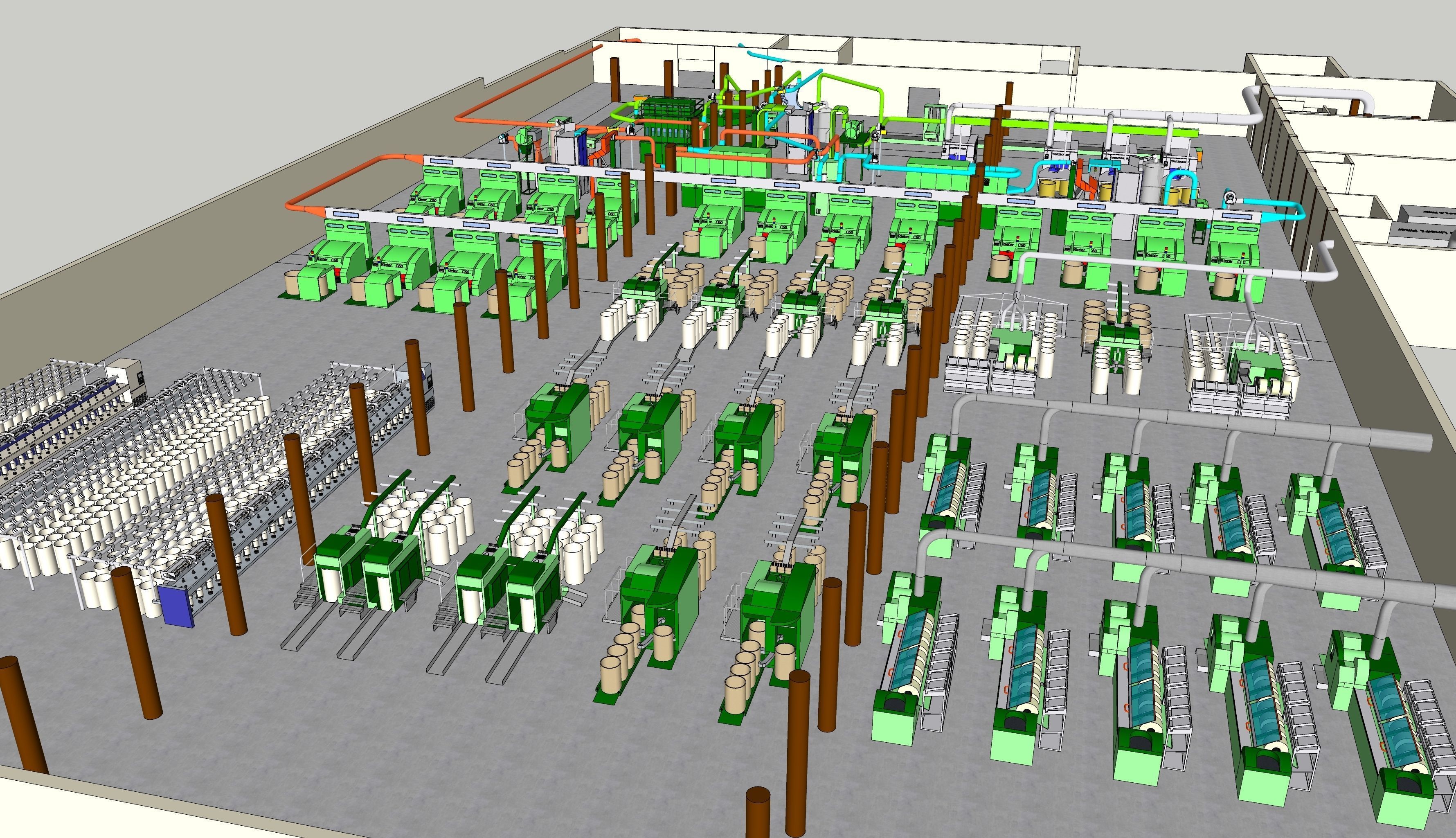 Textile yarn manufacturing industry 3D model | CGTrader