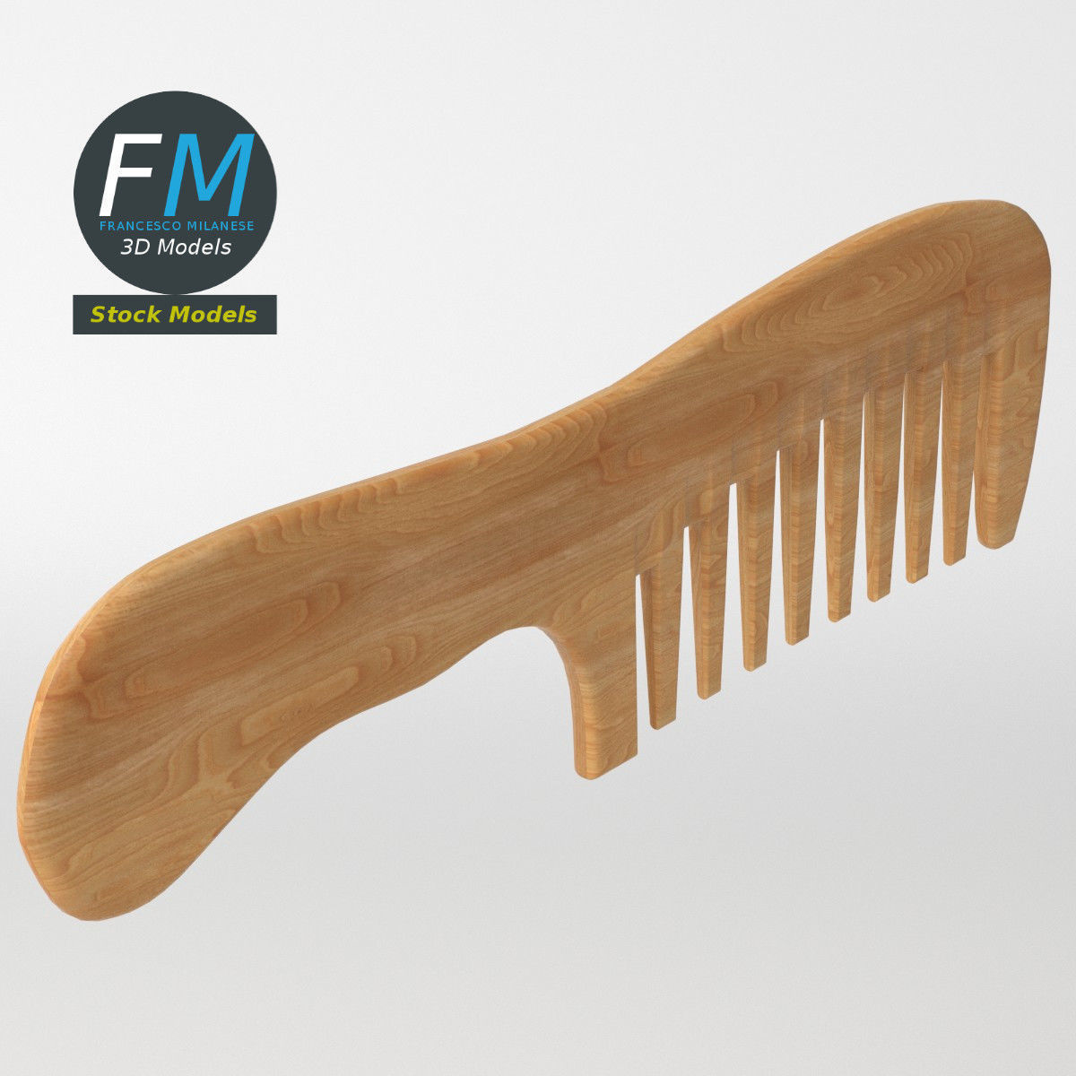 Wooden wide tooth comb 3D model | CGTrader