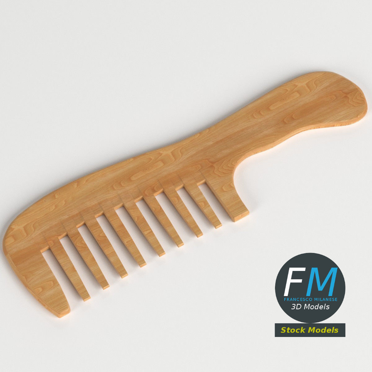 Wooden wide tooth comb 3D model | CGTrader