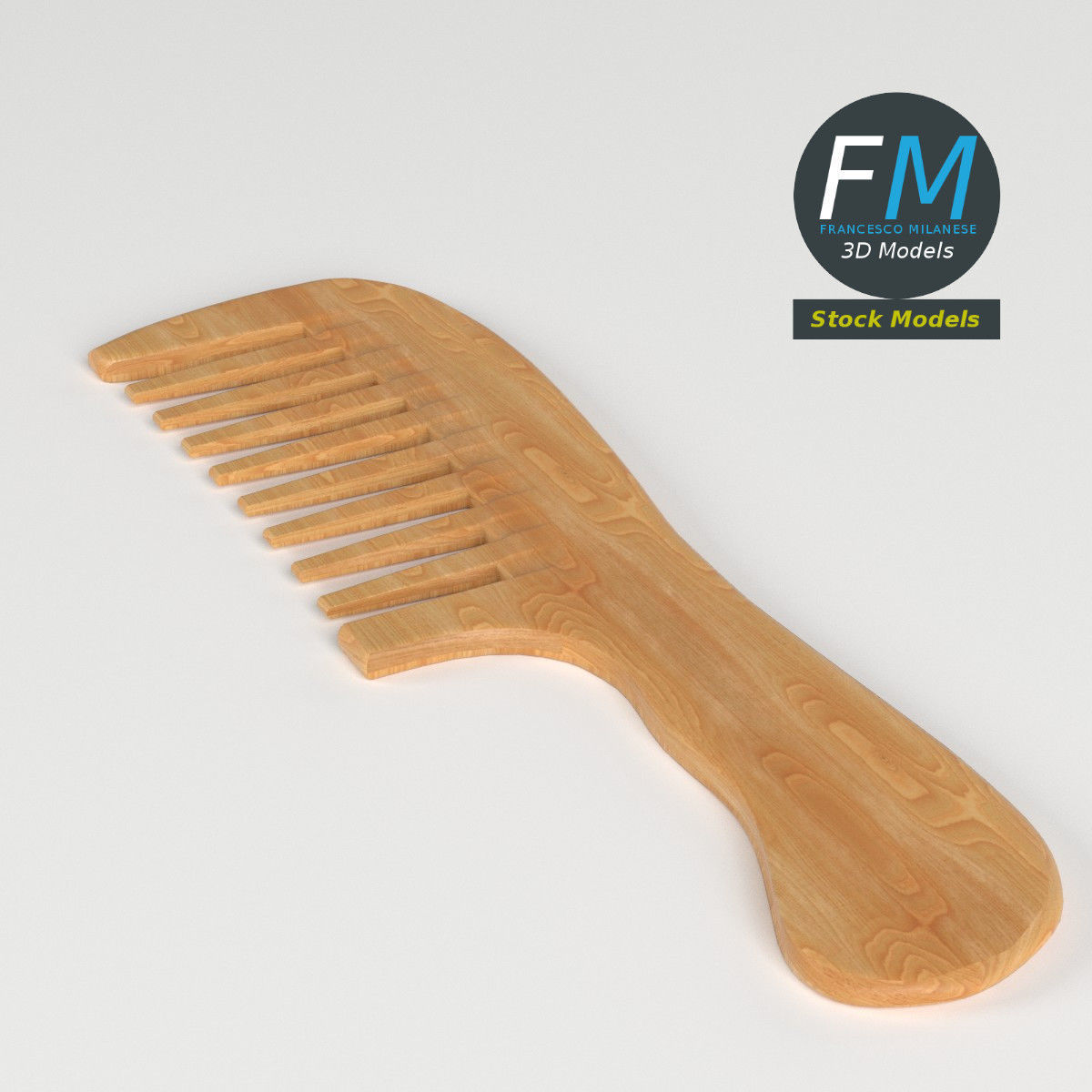 Wooden wide tooth comb 3D model | CGTrader