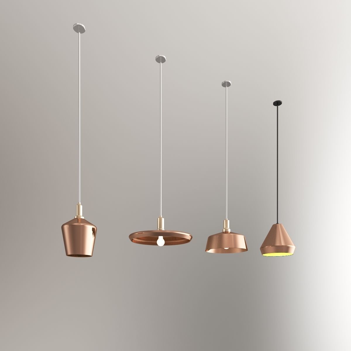 Pendent Collection 2 pendant lamp with shade 3D model | CGTrader