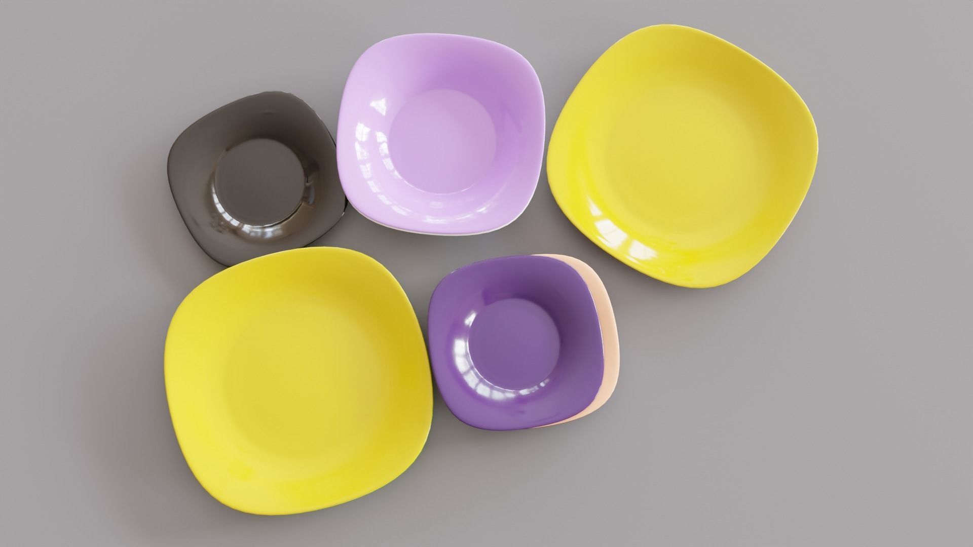 3D model Multicolor Plates VR / AR / low-poly | CGTrader