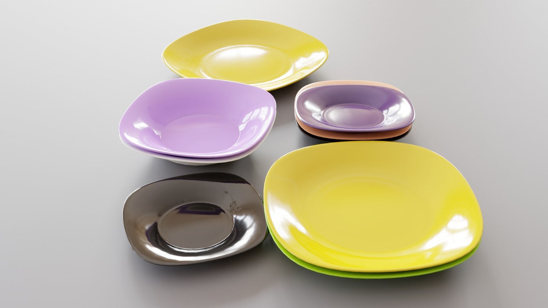 3D model Multicolor Plates VR / AR / low-poly | CGTrader