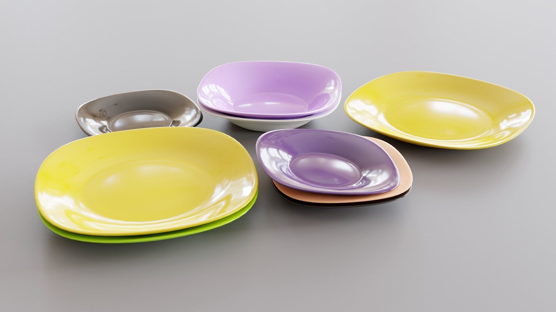 3D model Multicolor Plates VR / AR / low-poly | CGTrader