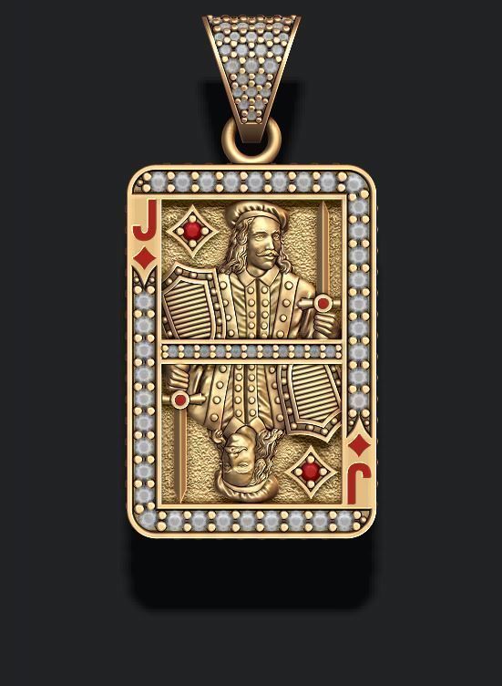 Diamonds Jack playing card pendant 3D model 3D printable | CGTrader