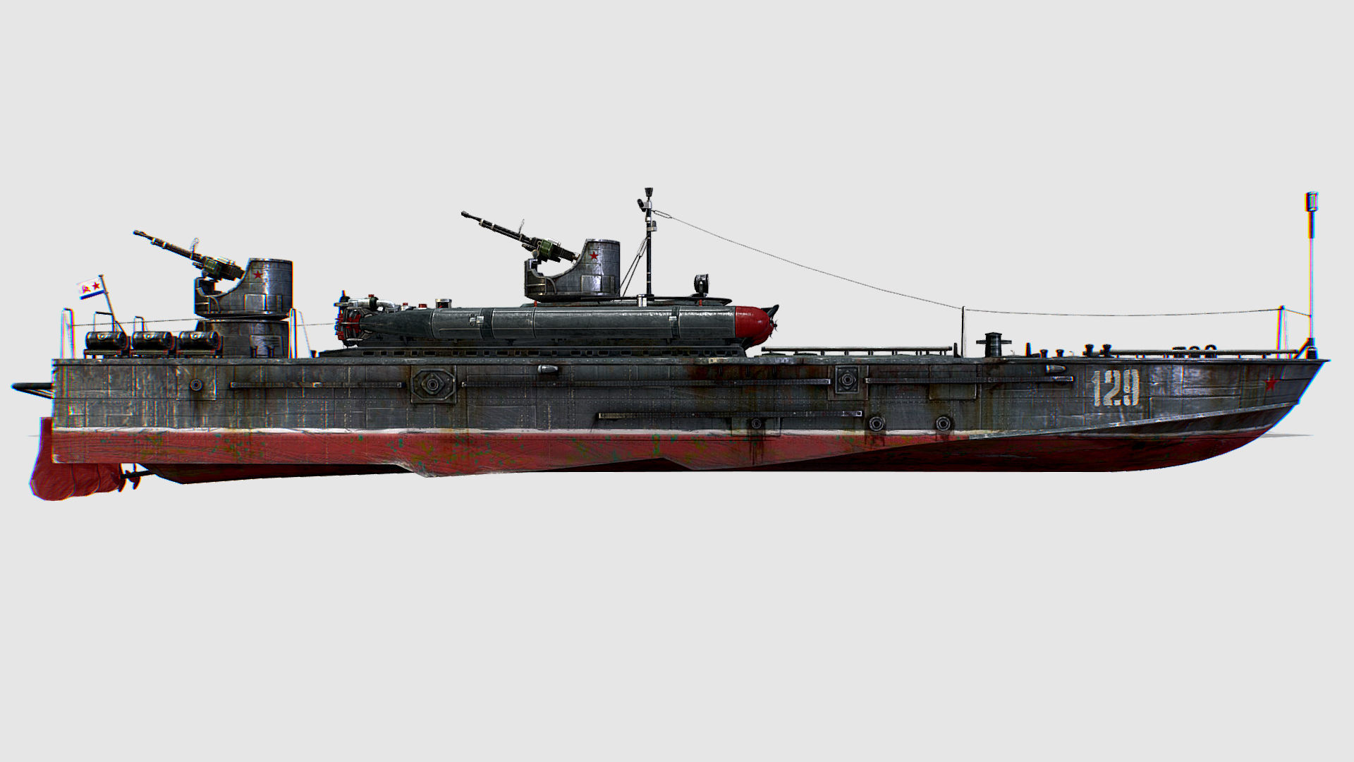 3D model USSR torpedo boat project 123 BIS Komsomolets VR / AR / low ...