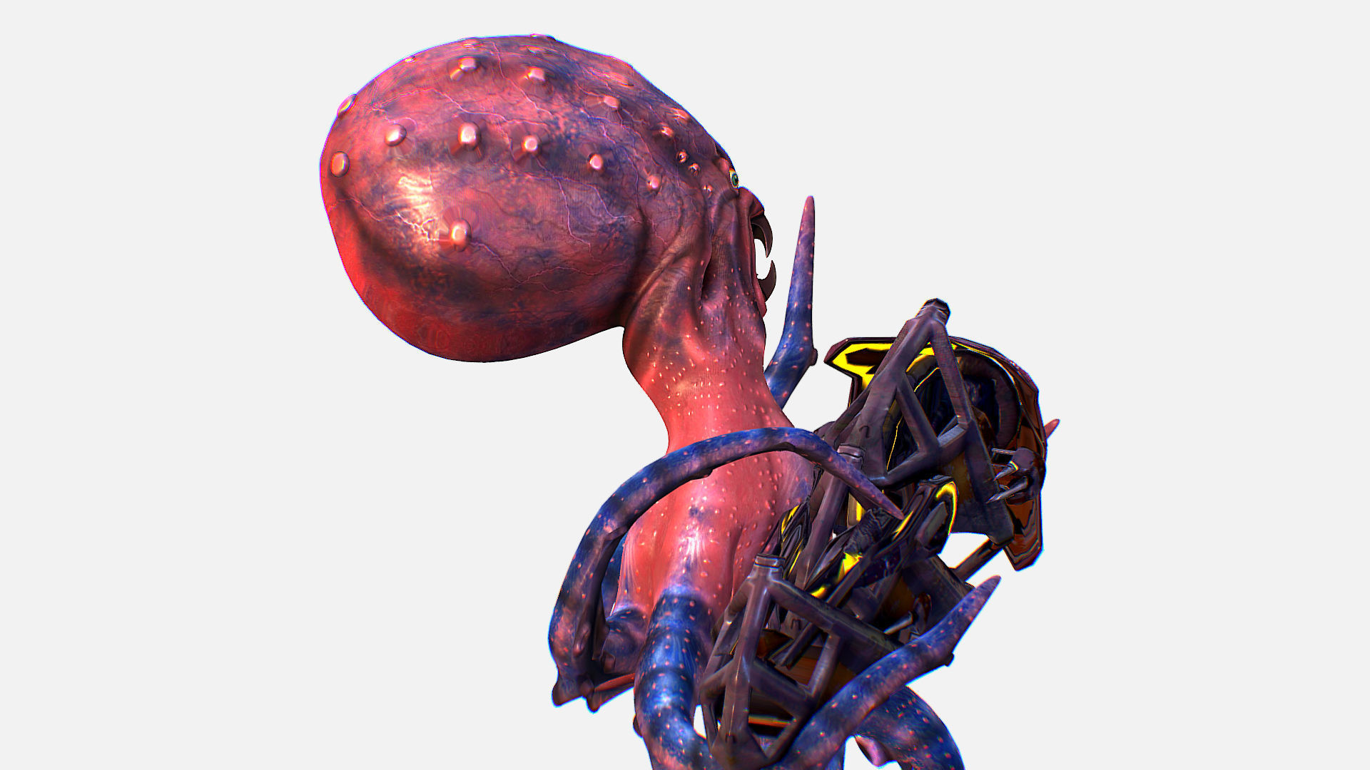 Skined Octopus Soldier with Big Laser Gun 3D model rigged | CGTrader