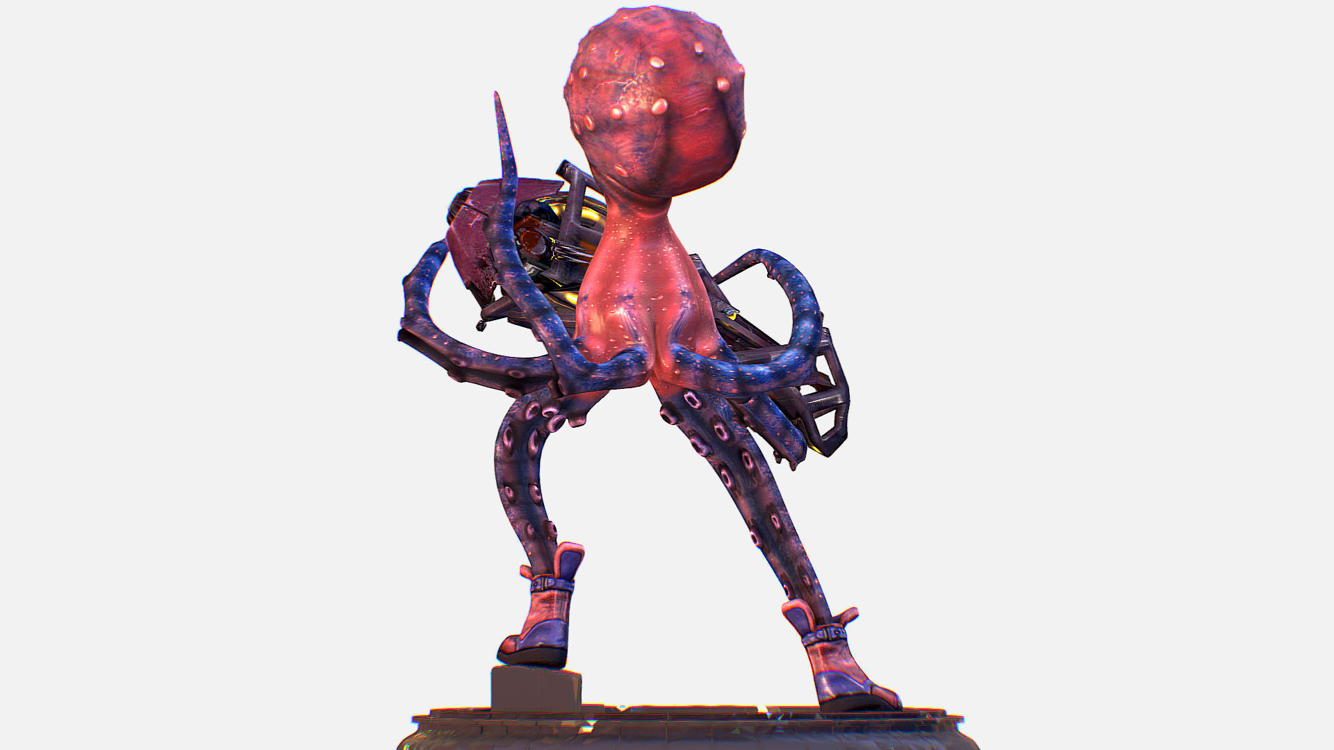 Skined Octopus Soldier with Big Laser Gun 3D model rigged | CGTrader