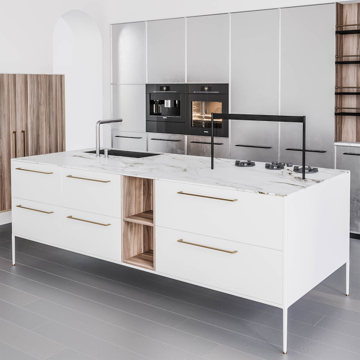 Cesar Unit collection kitchen with island and sideboard 3D model | CGTrader