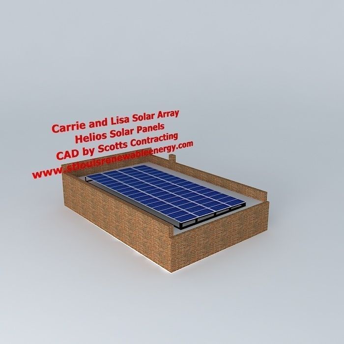 Solar Array Layout Typical St Louis Style Home with Flat Roof free 3D ...