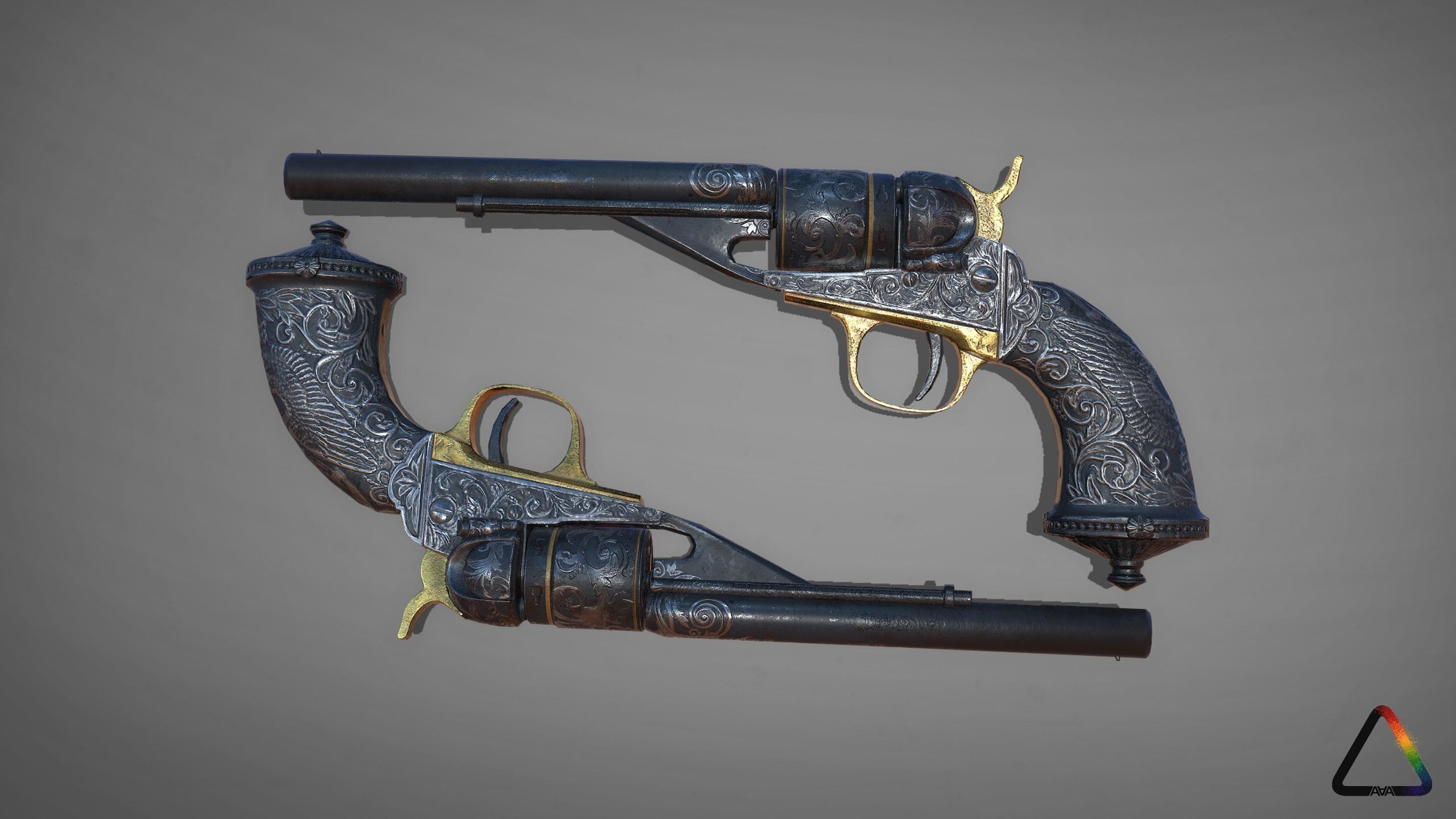 3D model Cartoon stylized revolver VR / AR / low-poly rigged | CGTrader