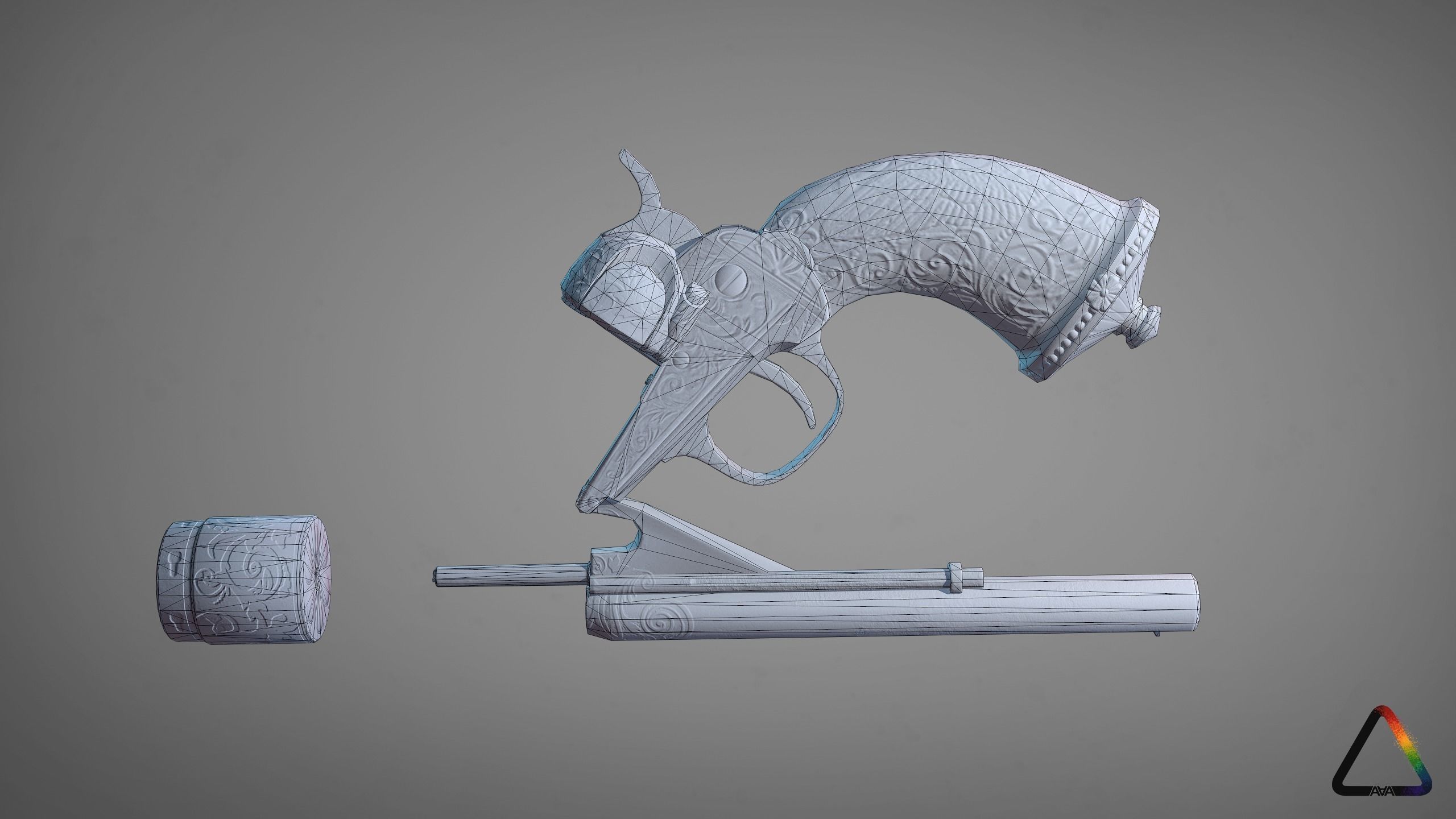 3D model Cartoon stylized revolver VR / AR / low-poly rigged | CGTrader