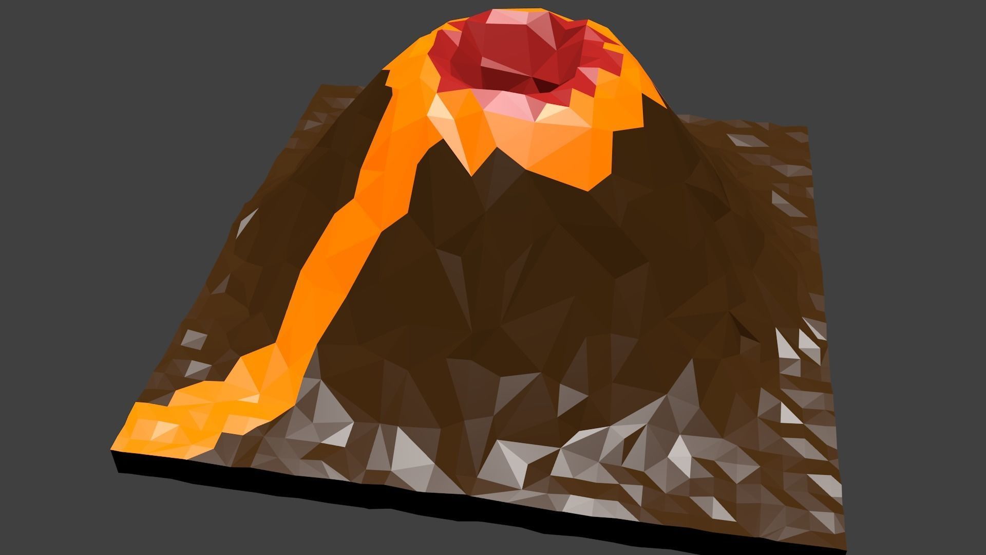 Low Poly Volcano in polygons 3D model | CGTrader