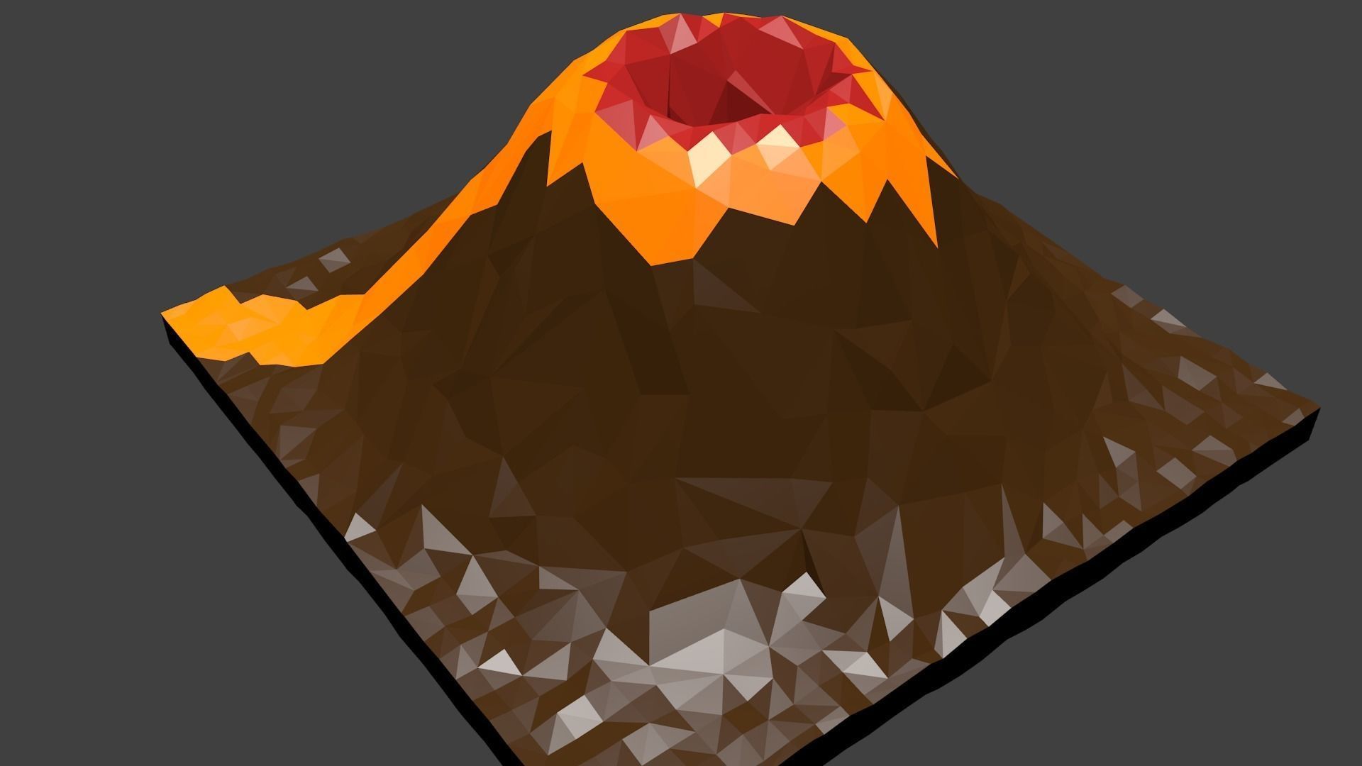 Low Poly Volcano in polygons 3D model | CGTrader