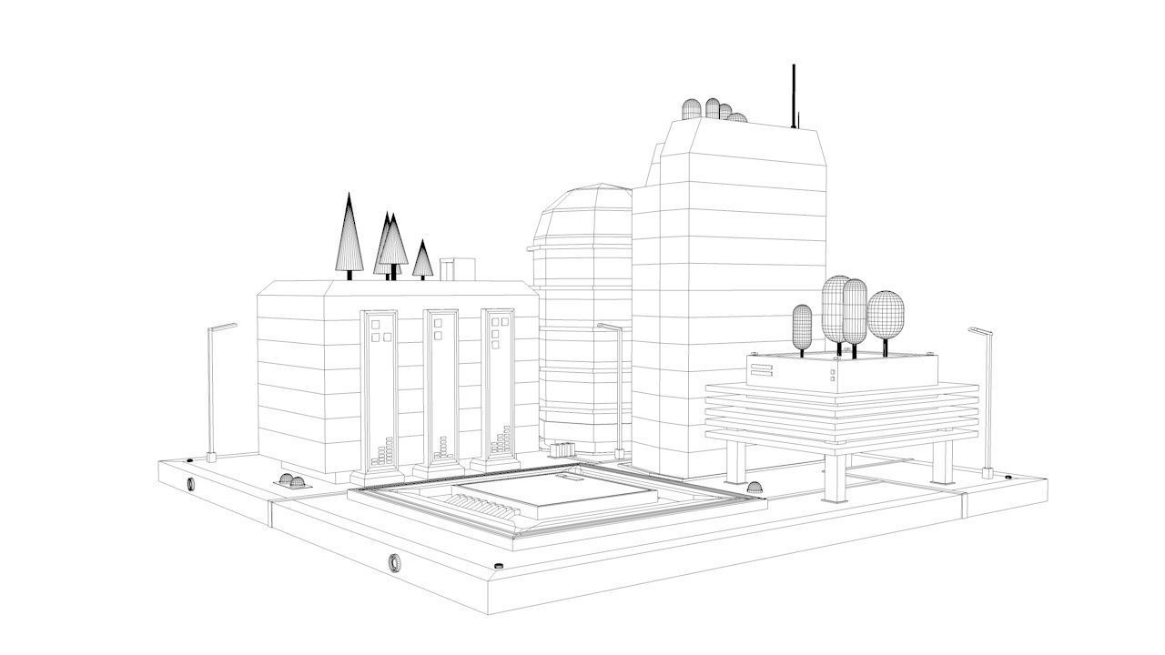 3D model Cartoon Low Poly Sci-fi Space City Island VR / AR / low-poly ...