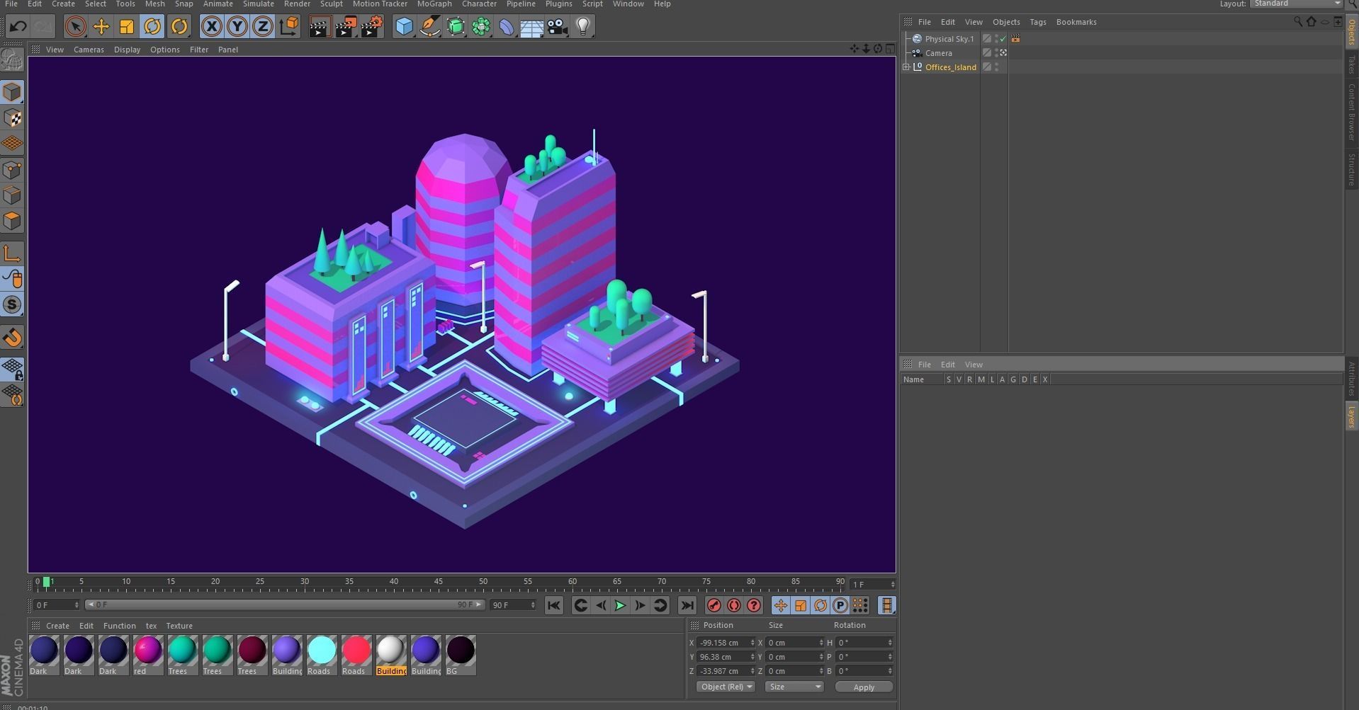 3D model Cartoon Low Poly Sci-fi Space City Island VR / AR / low-poly ...