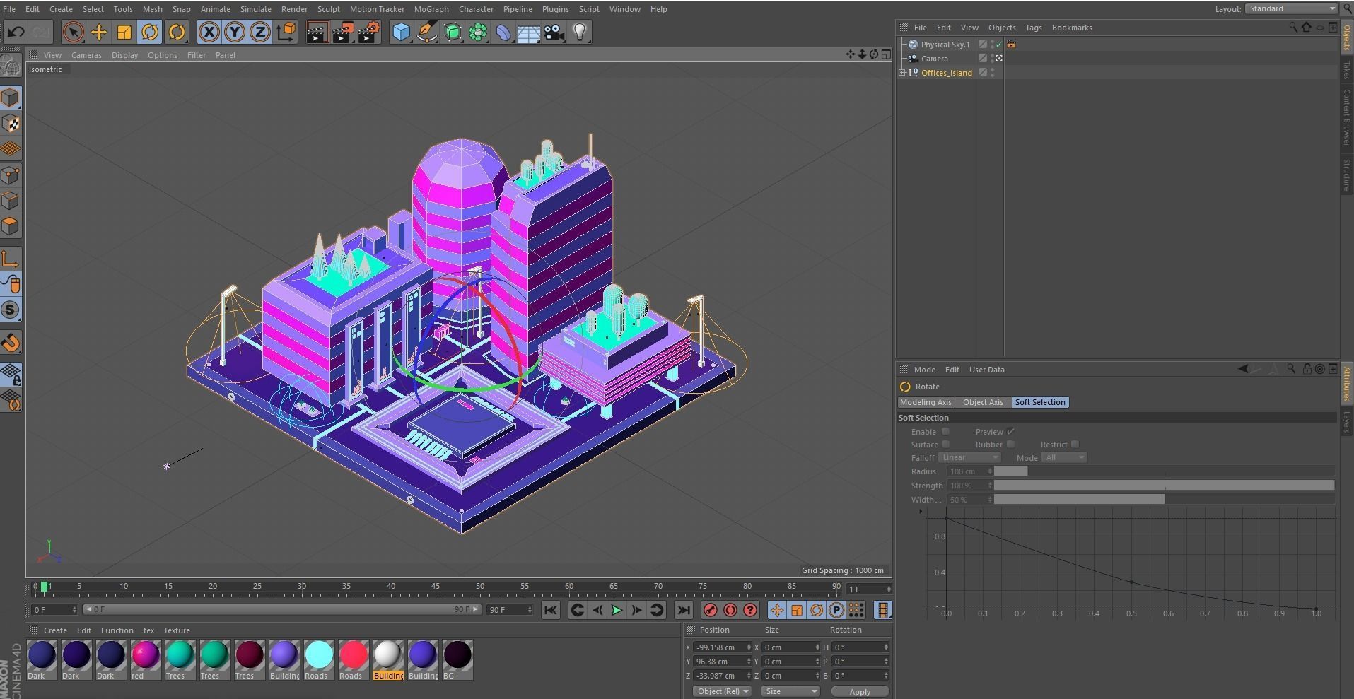 3D model Cartoon Low Poly Sci-fi Space City Island VR / AR / low-poly ...