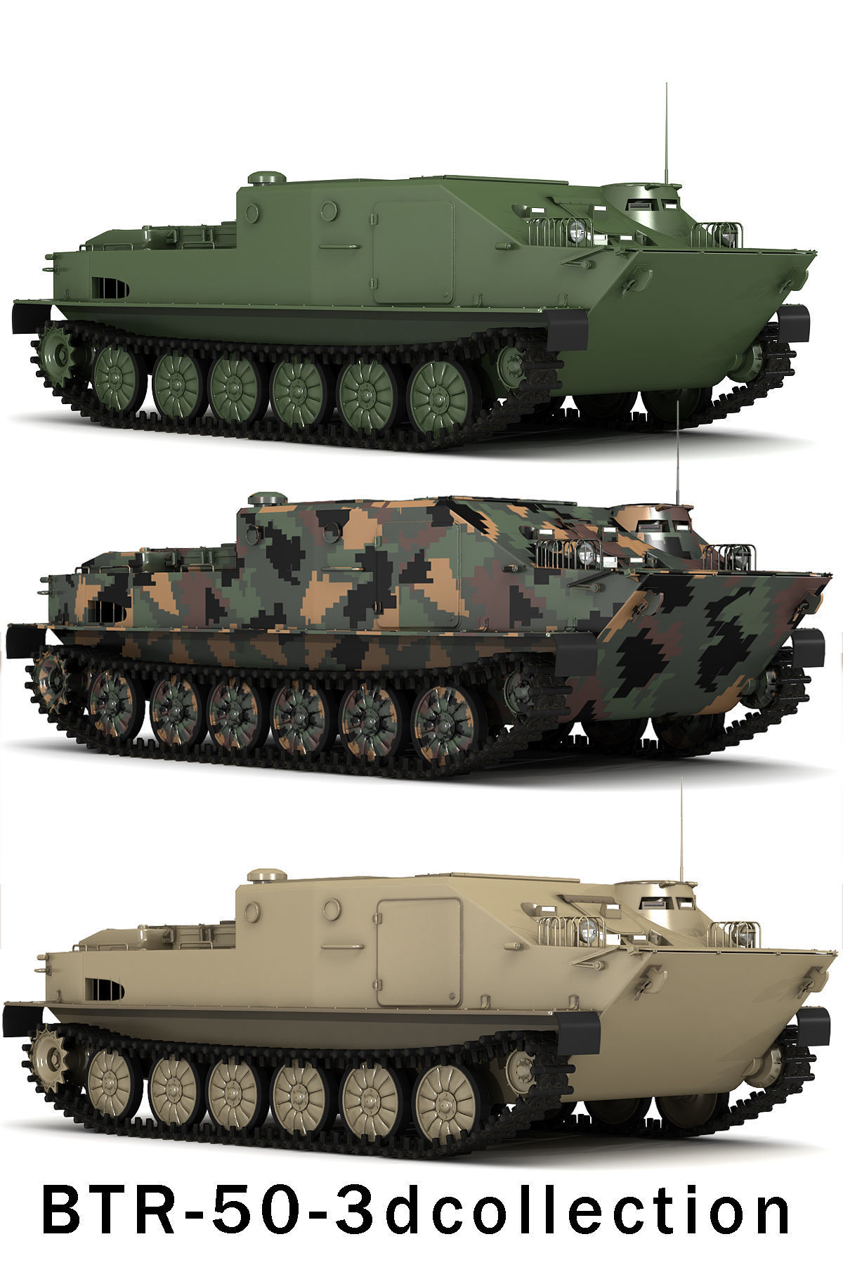 BTR-50 3D Model Collection camouflaged military vehicle 3D model ...