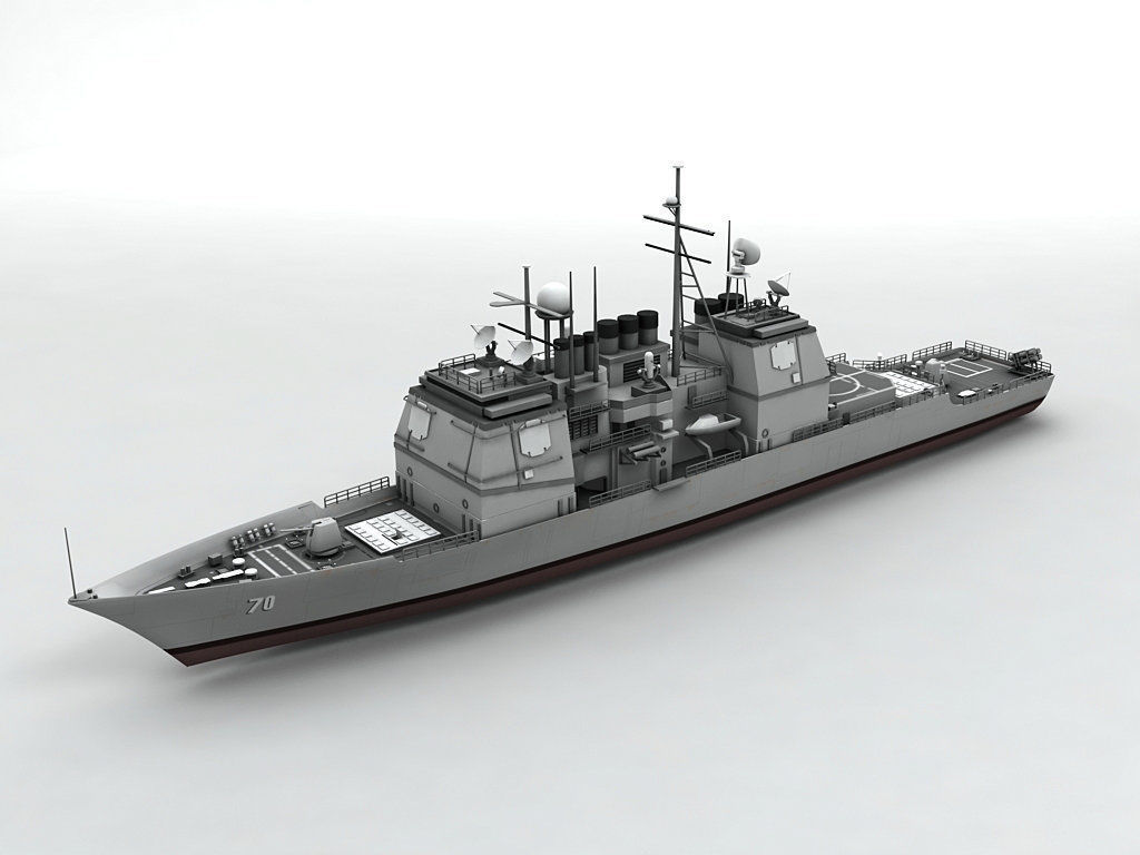 3D model USS Lake Erie Missile Cruiser Ship Vessel VR / AR / low-poly ...