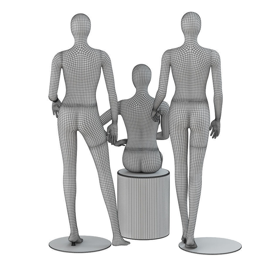 Three faceless female mannequins 24 3D model | CGTrader