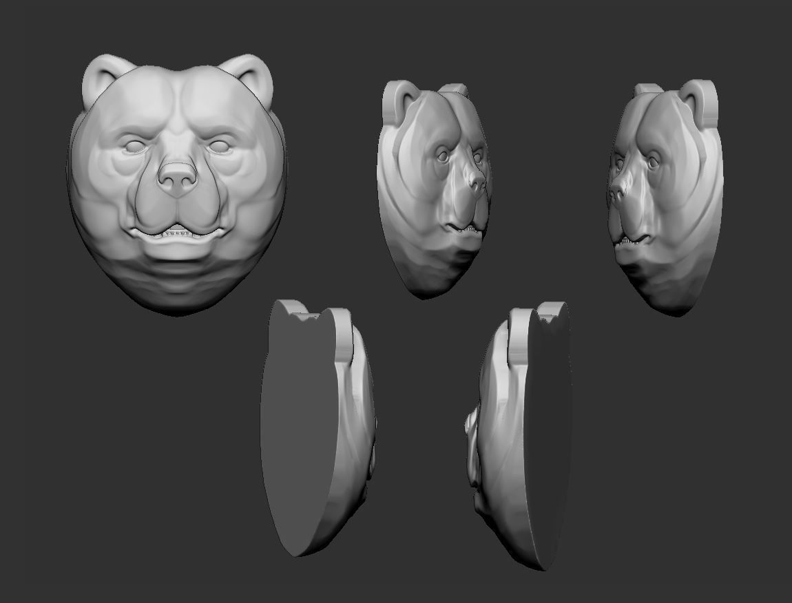 Bear Head front Bas Relief 3D model 3D printable | CGTrader