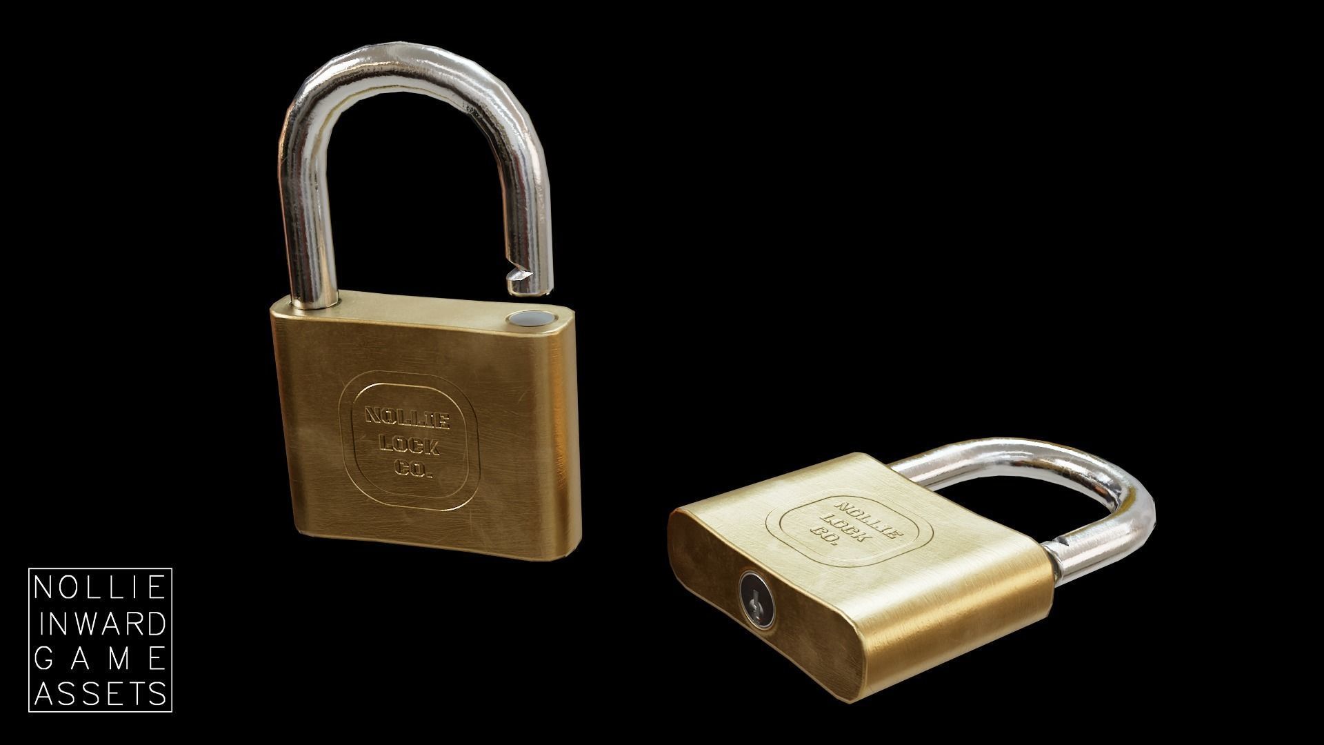 Game-ready Padlock two brass padlocks free VR / AR / low-poly 3D model ...