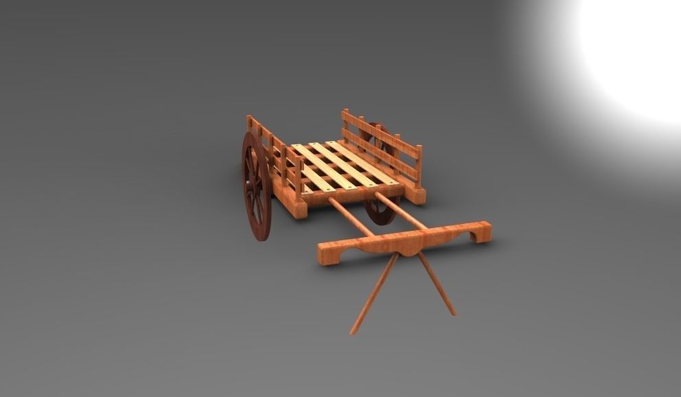 Wooden bullock cart free 3D model | CGTrader