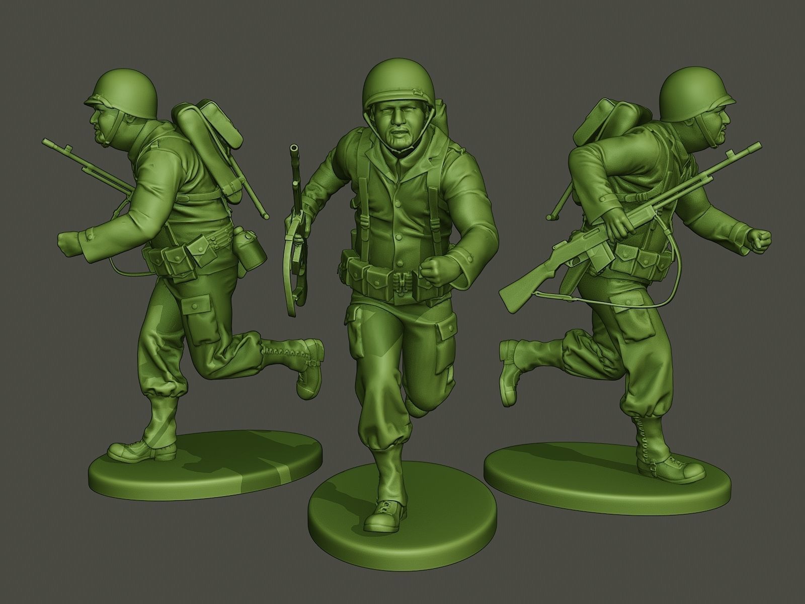 American soldier ww2 run A3 3D model 3D printable | CGTrader