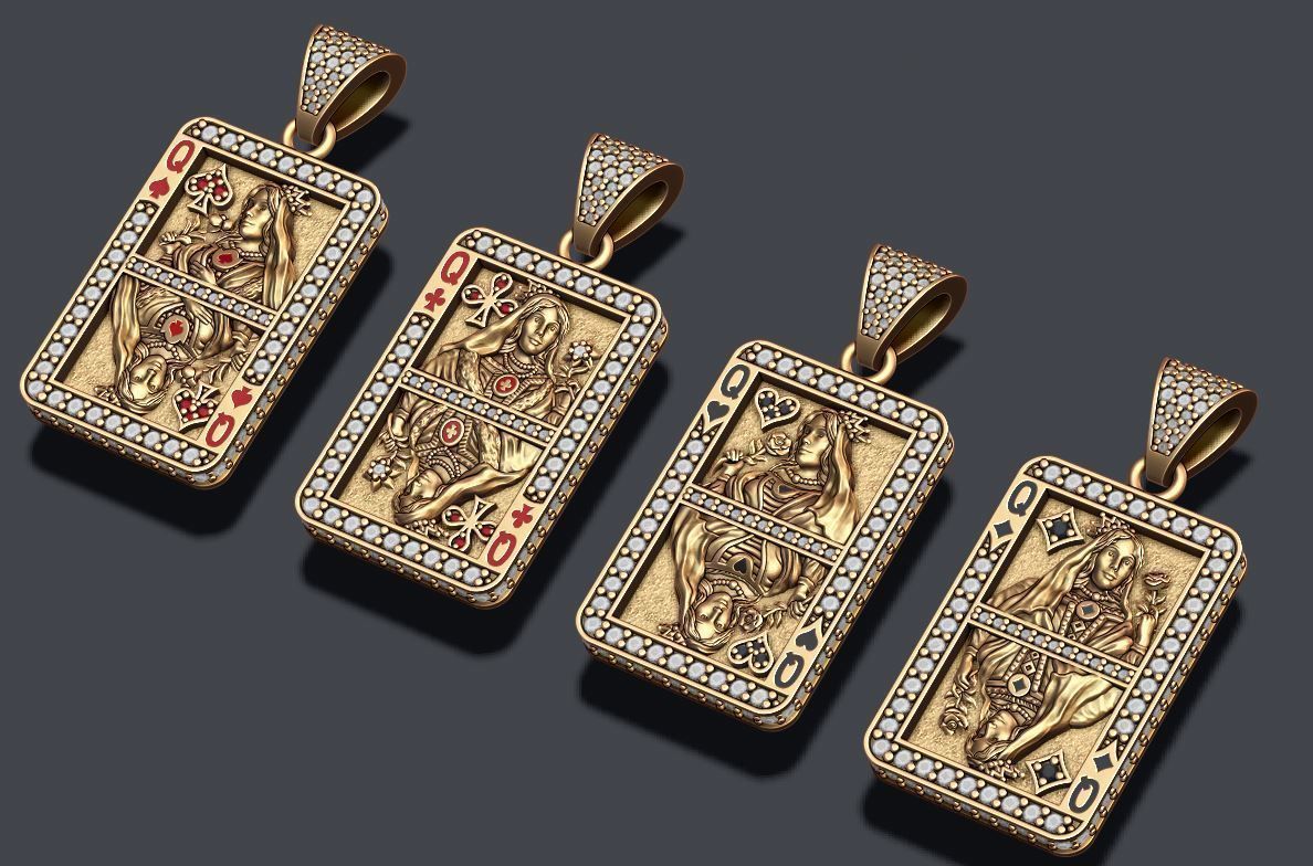 playing cards Queen pack set 3D model 3D printable | CGTrader