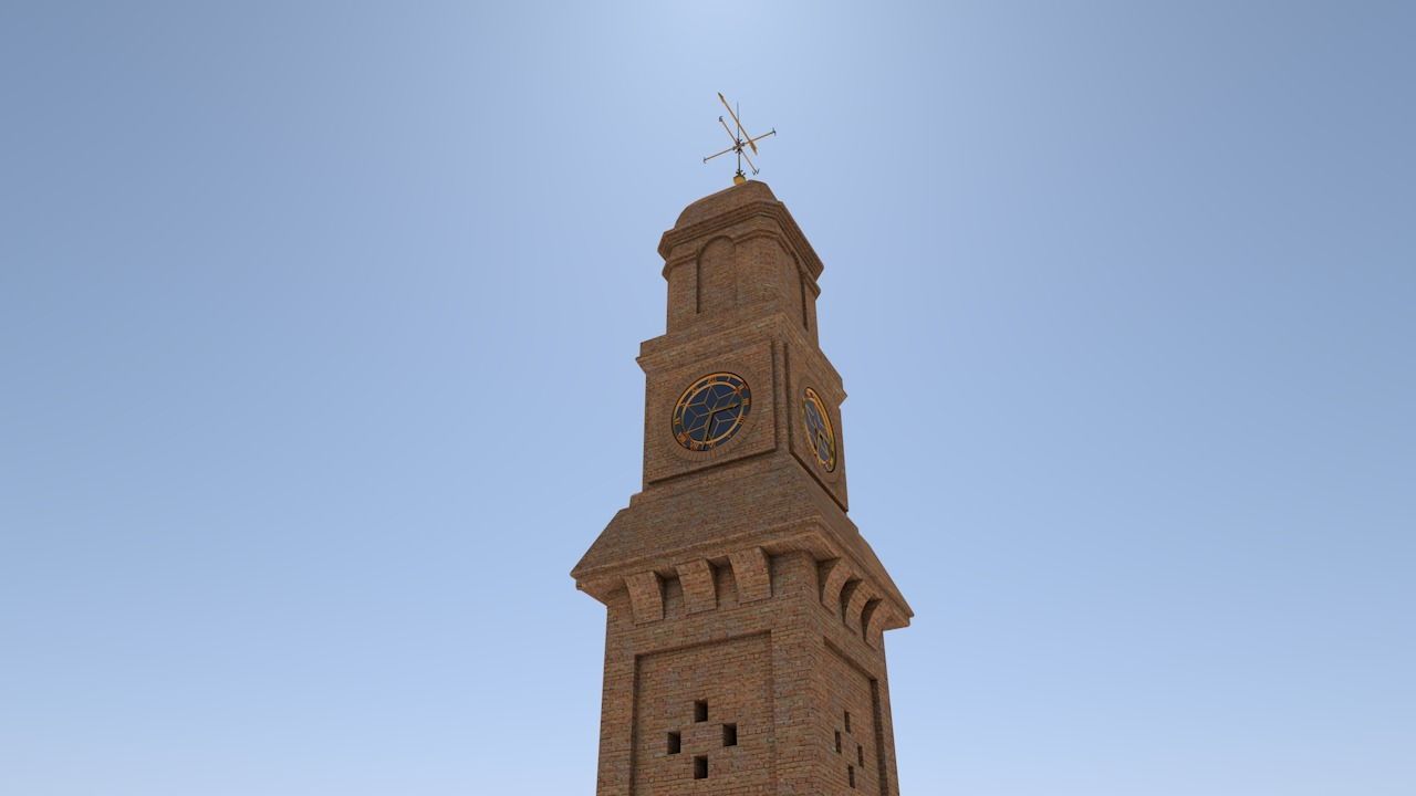 3D model Arab Land mark Alqashla Clock Tower in Iraq VR / AR / low-poly ...
