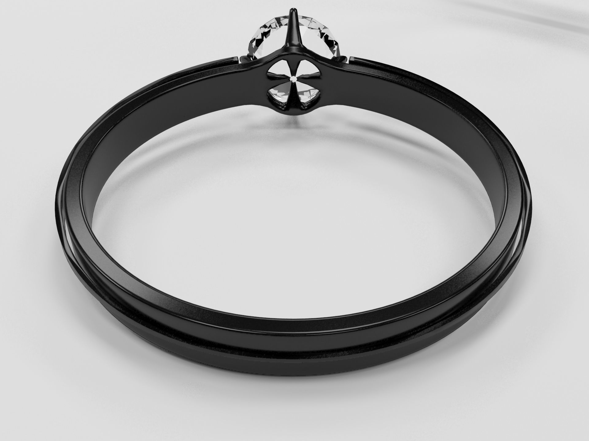 Ring in blackened silver with withe diamonds 3D model rigged | CGTrader