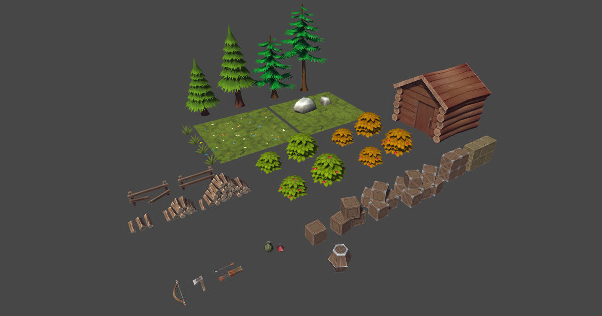 3D model Handpainted Forest Pack v3 VR / AR / low-poly | CGTrader