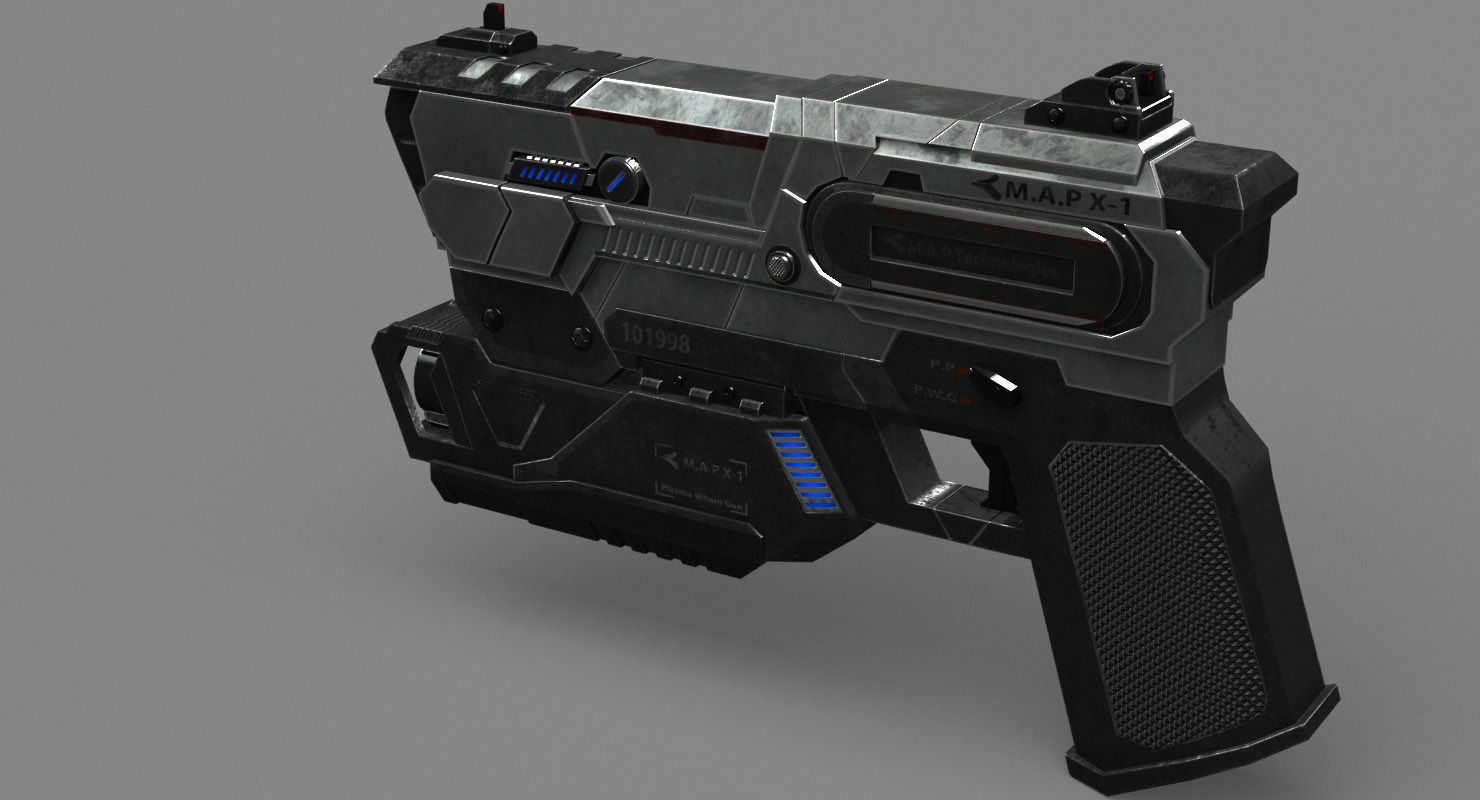 Sci Fi Plasma Pistol concept 3D model | CGTrader
