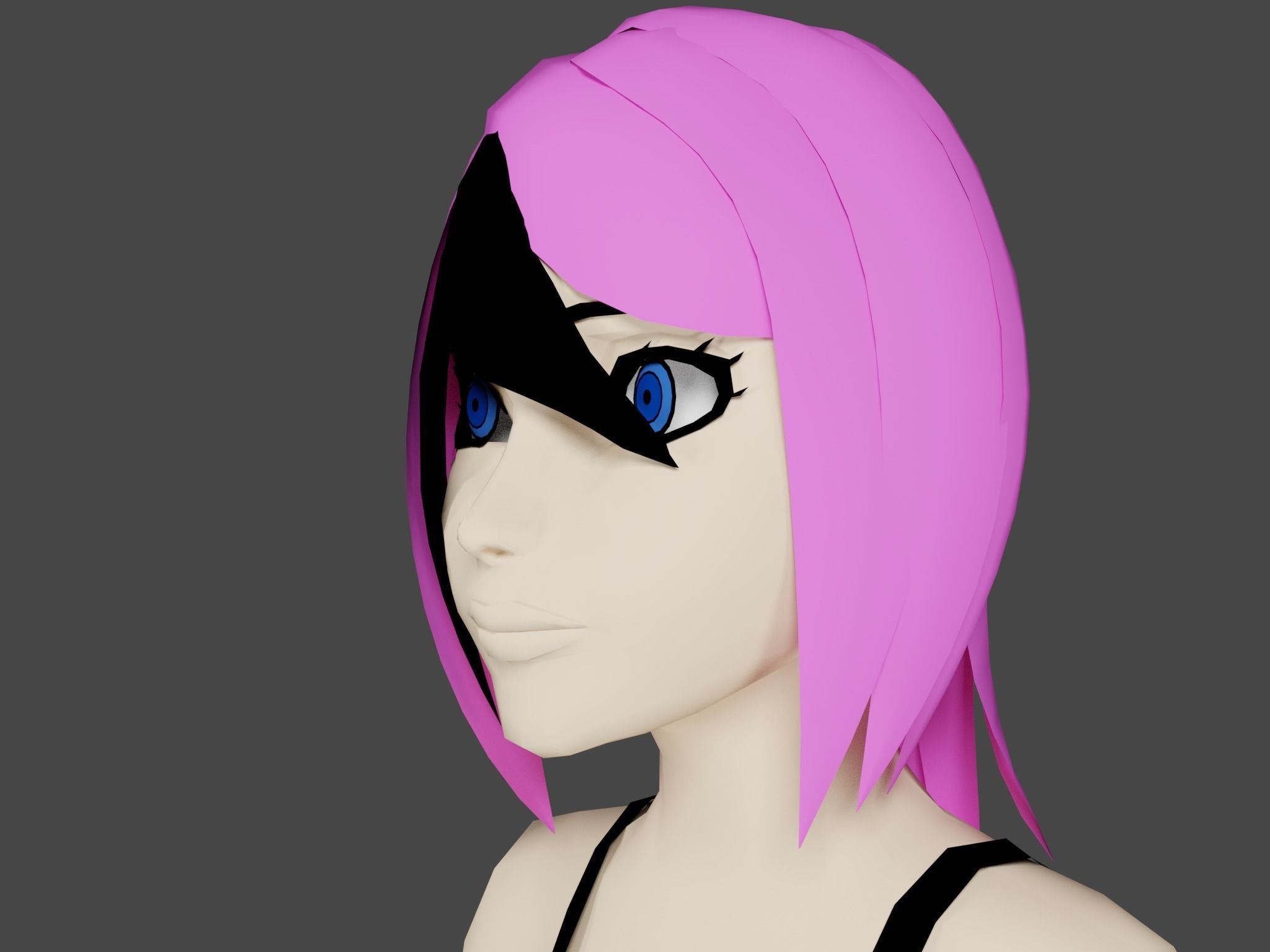 3D model Girl Pink Hair VR / AR / low-poly | CGTrader
