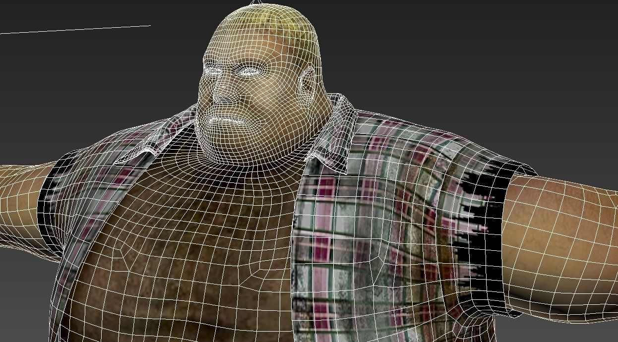 Fat man low poly 3D Model Game ready animated rigged .max .obj .fbx ...