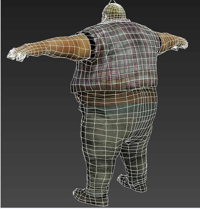 Fat man low poly 3D Model Game ready animated rigged .max .obj .fbx ...
