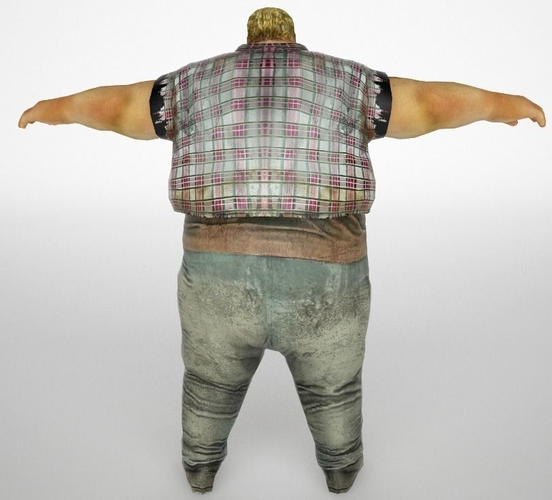 3D model Fat man low poly VR / AR / low-poly rigged animated MAX OBJ ...